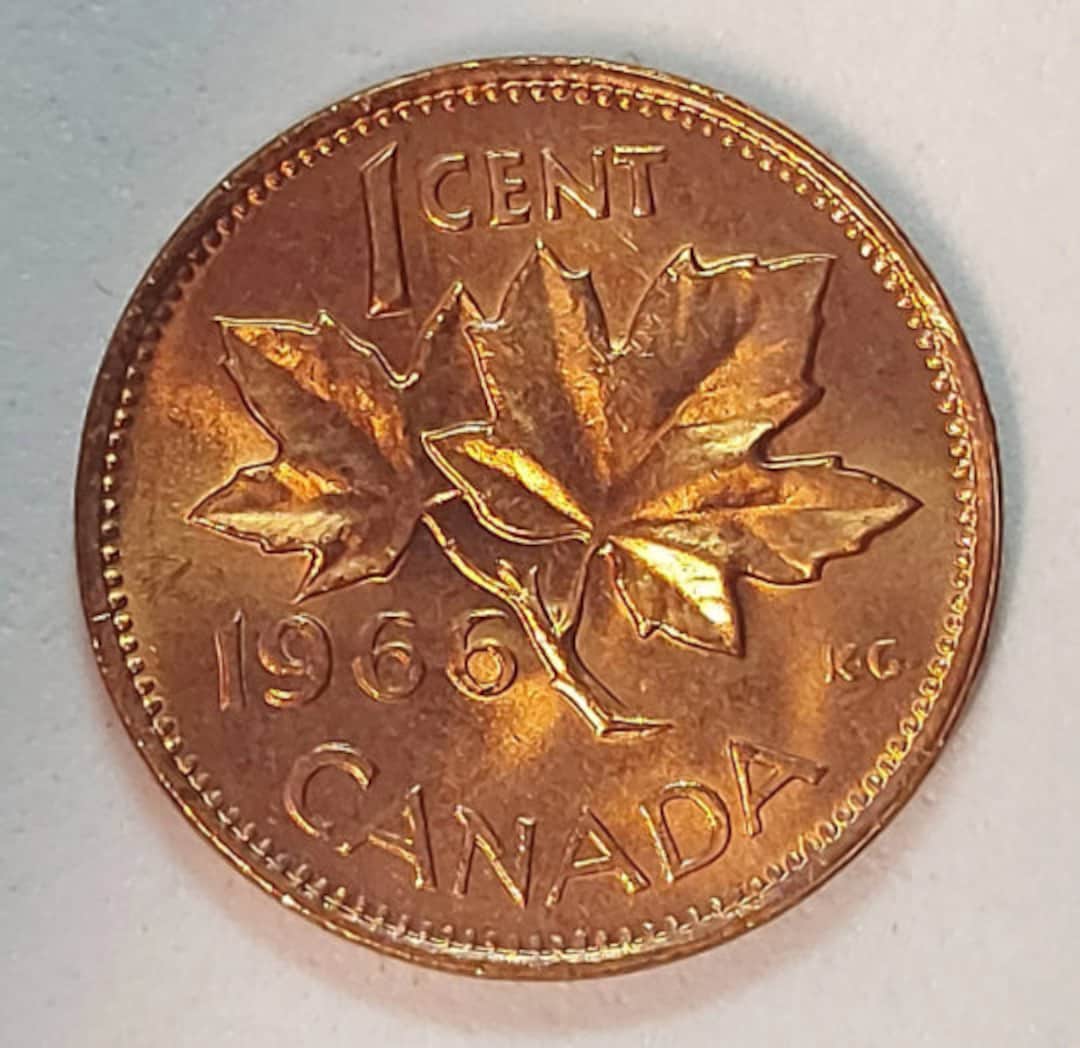 1966 Canadian Penny ~ Brilliantly UNCIRCULATED (BU) One Cent Coin ...