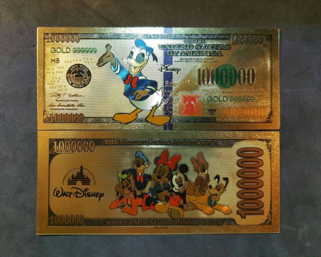 DONALD DUCK .9999 GOLD Foil Million Note; Colorful Collectible; Comes ...