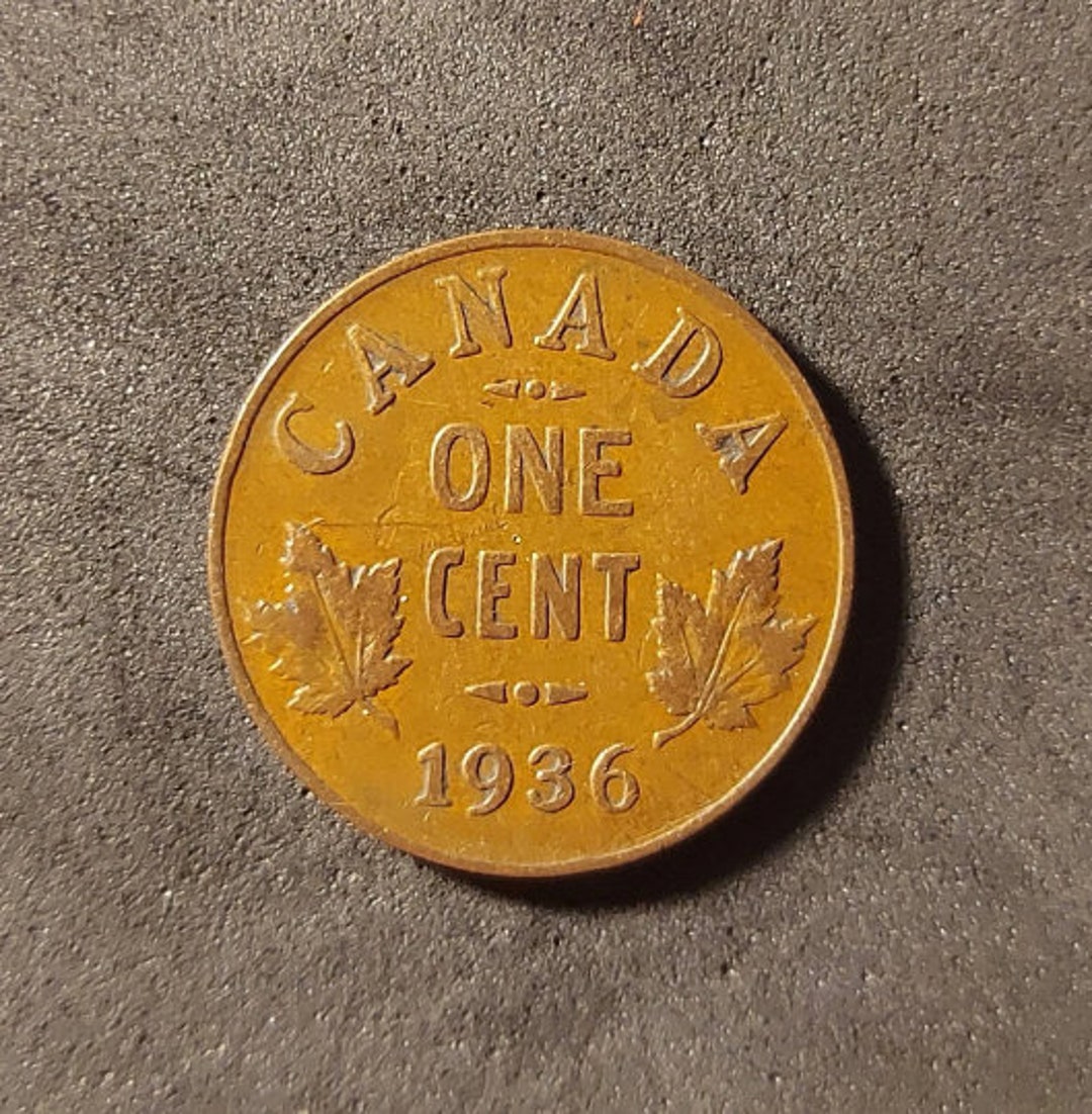1936 CANADIAN PENNY; One Cent Coin; King George V; Copper Penny - Etsy