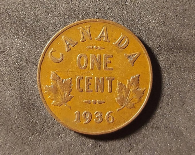 1936 Canada PENNY, Small 1 Cent Canadian Copper COIN With King George V ...