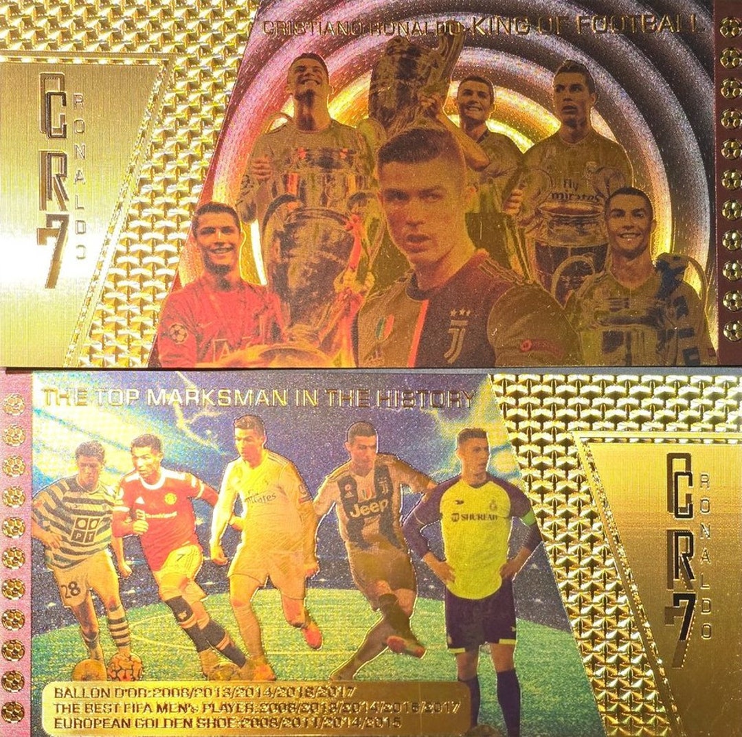 Cristiano Ronaldo "cr7"; "the King of Football"; .9999 GOLD FOIL Note ...