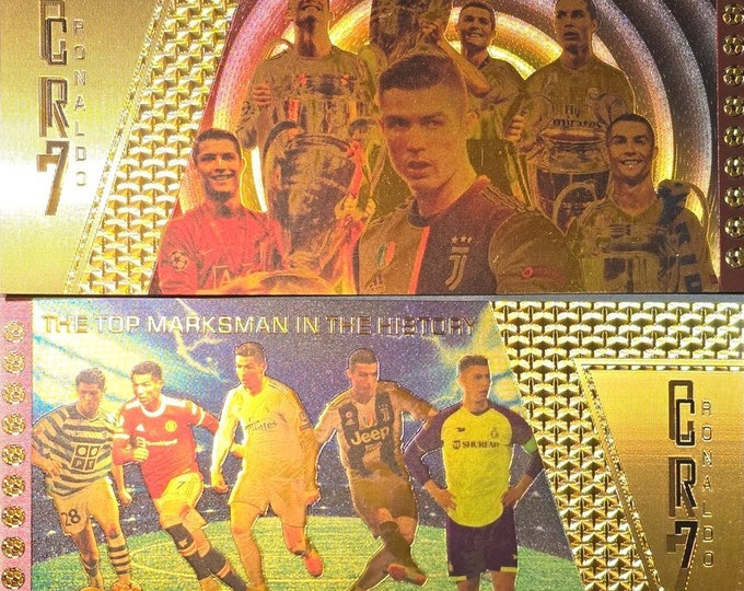 Cristiano Ronaldo "cr7"; "the King of Football"; .9999 GOLD FOIL Note ...