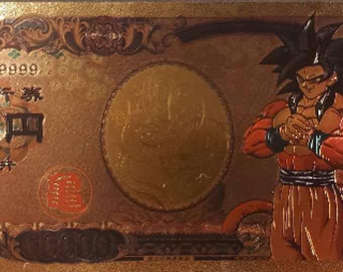 Super Saiyan 4 GOKU From Dragon Ball Z; .9999 GOLD 10000 Yen Note; Fan ...