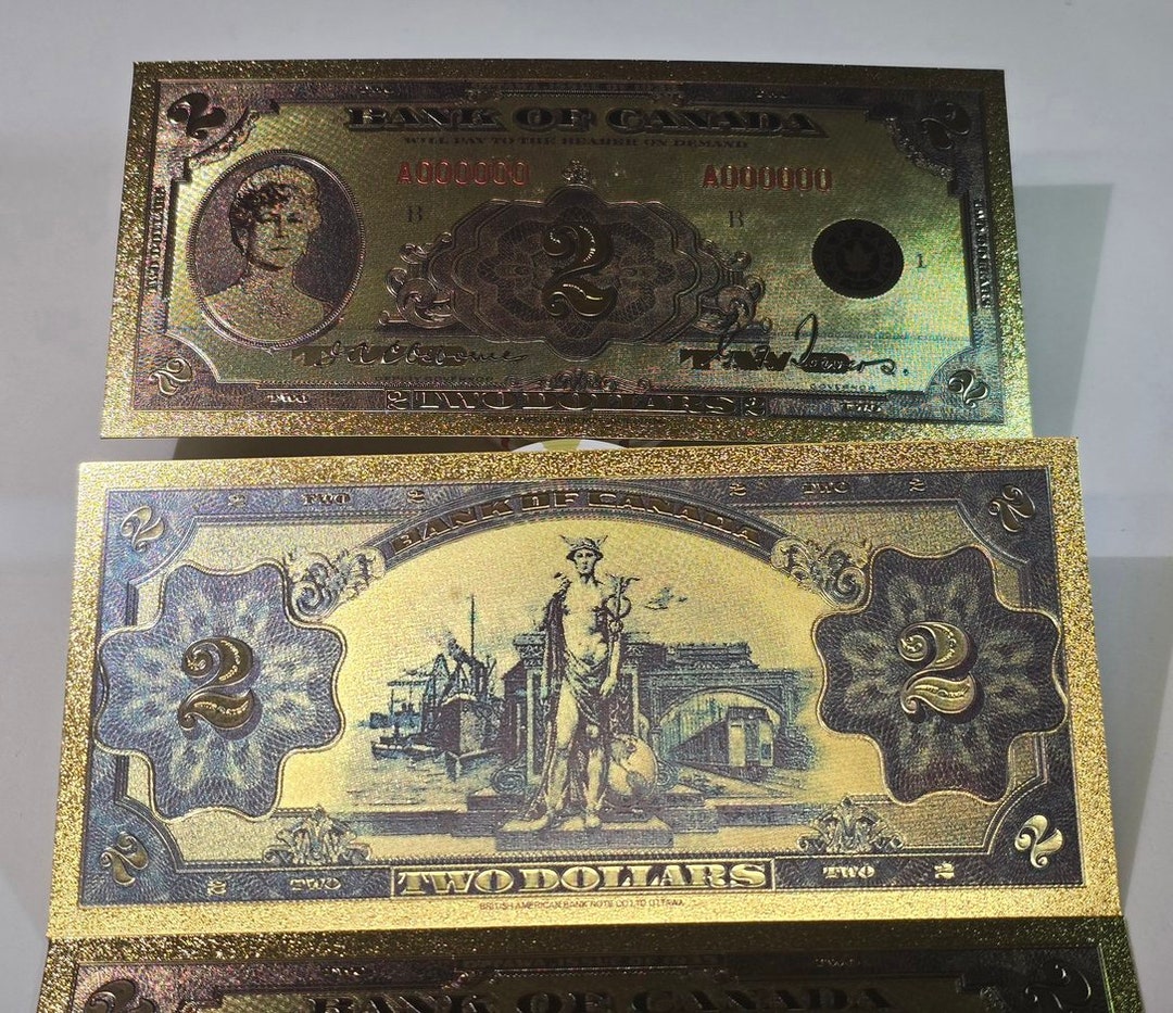 1935 CANADA QUEEN Mary 2 Dollar FANTASY .9999 Gold Foil Note Allegory ...