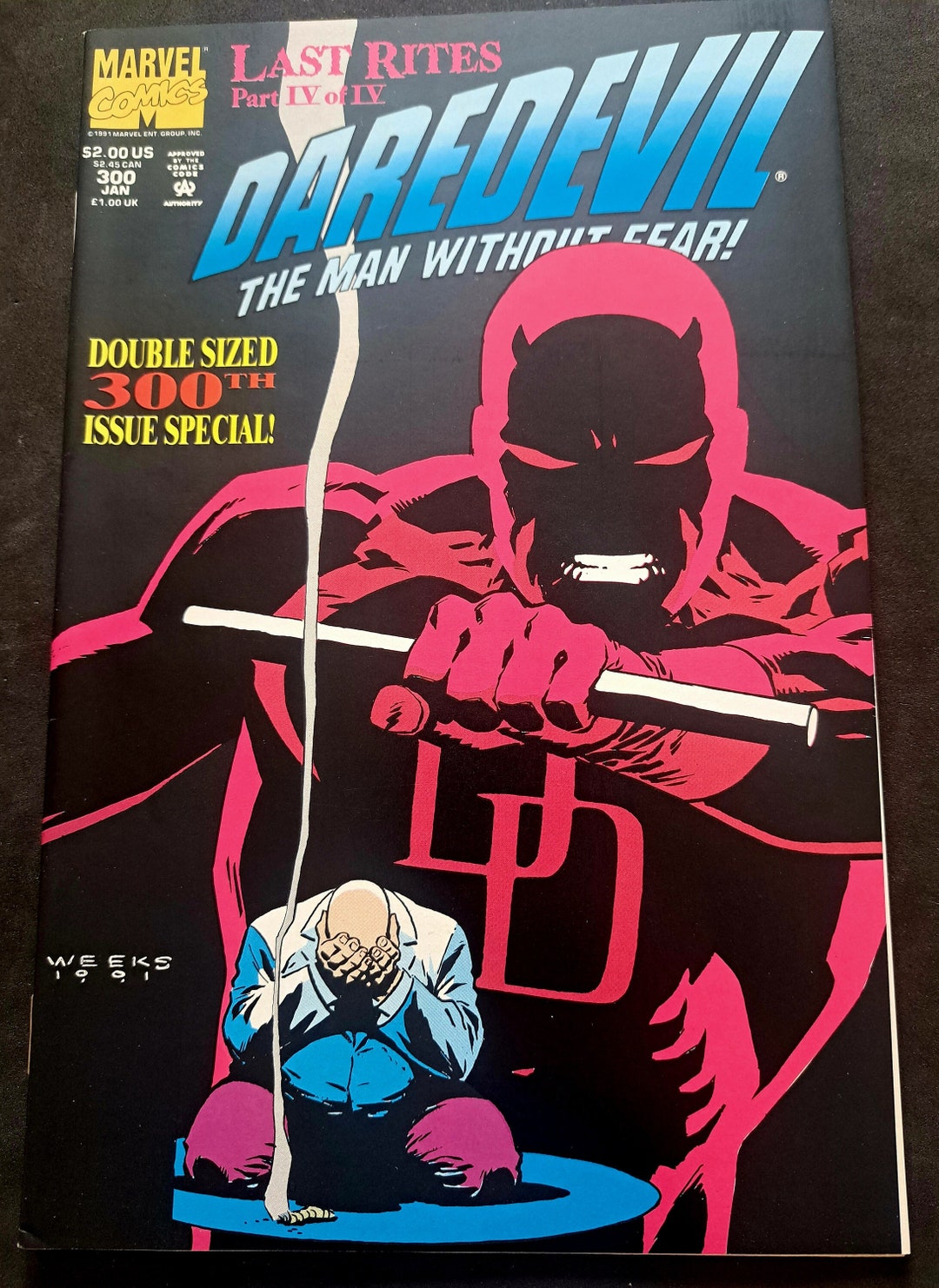 DAREDEVIL #300; 1992; Double Sized Issue; Rare Print Alignment Issue ...