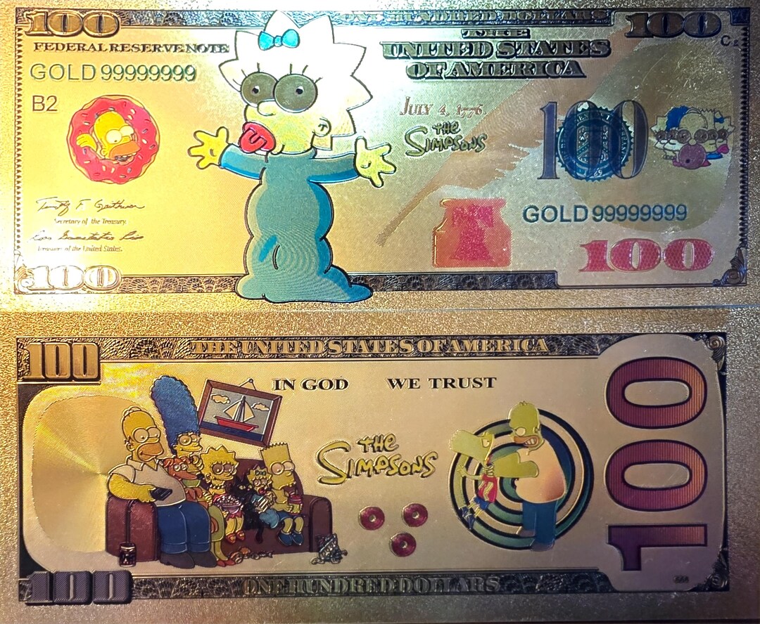 MAGGIE SIMPSON From the Simpsons; .9999 GOLD 100 Note; Beautiful Note ...