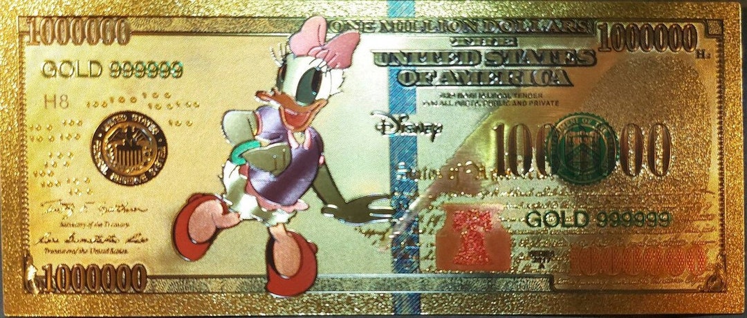 DAISY DUCK .9999 GOLD Foil Million Note; Colorful Collectible; Comes in ...