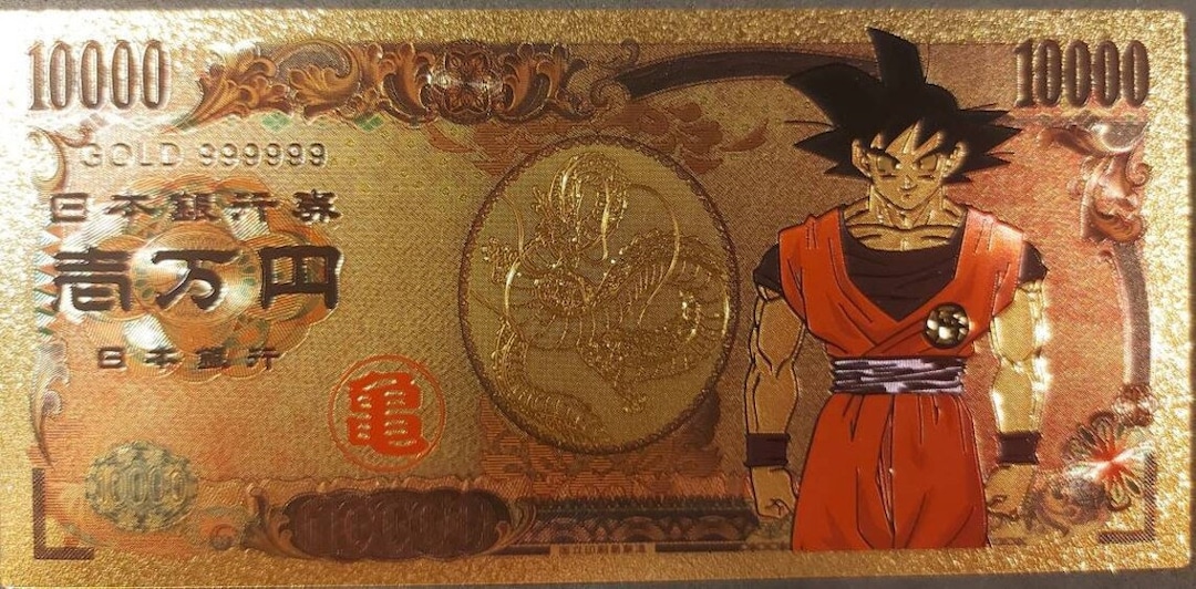 GOKU From Dragon Ball Z .9999 GOLD 10000 Yen Note Fan Collectible ...