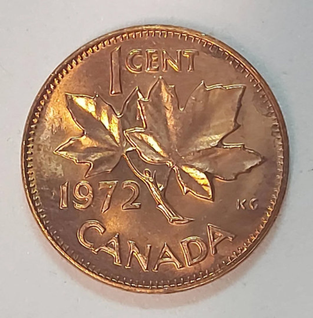 1972 Canadian Penny Brilliantly UNCIRCULATED BU One Cent Coin Queen ...