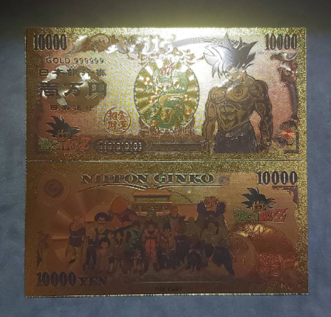 GOKU ULTRA Instinct From Dragon Ball Z .9999 GOLD 10000 Yen Note ...