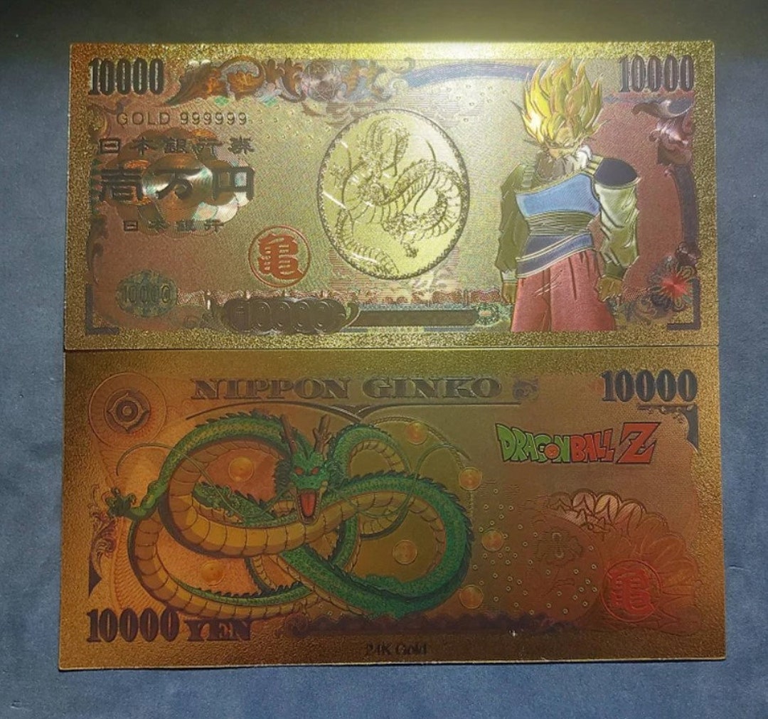 Super Saiyan GOKU From Dragon Ball Z .9999 GOLD 10000 Yen Note Fan ...