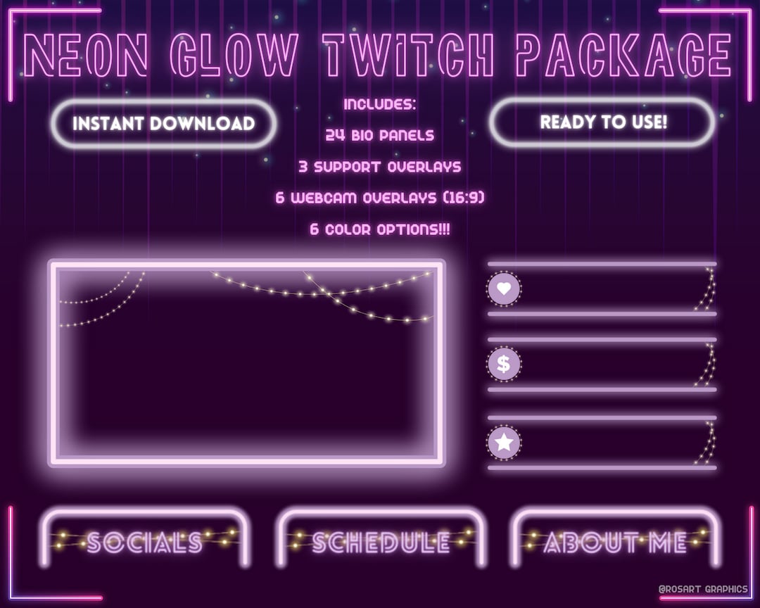 Neon Twitch Overlay Package | Stream Graphics (digital Download) - Etsy