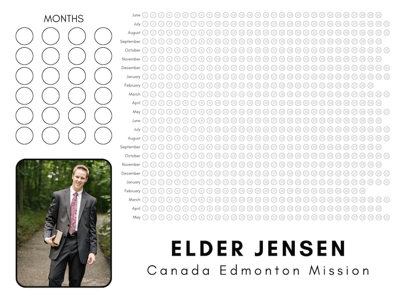 Customizable Missionary Countdown Chart: 24-month Bubble Tracker ...