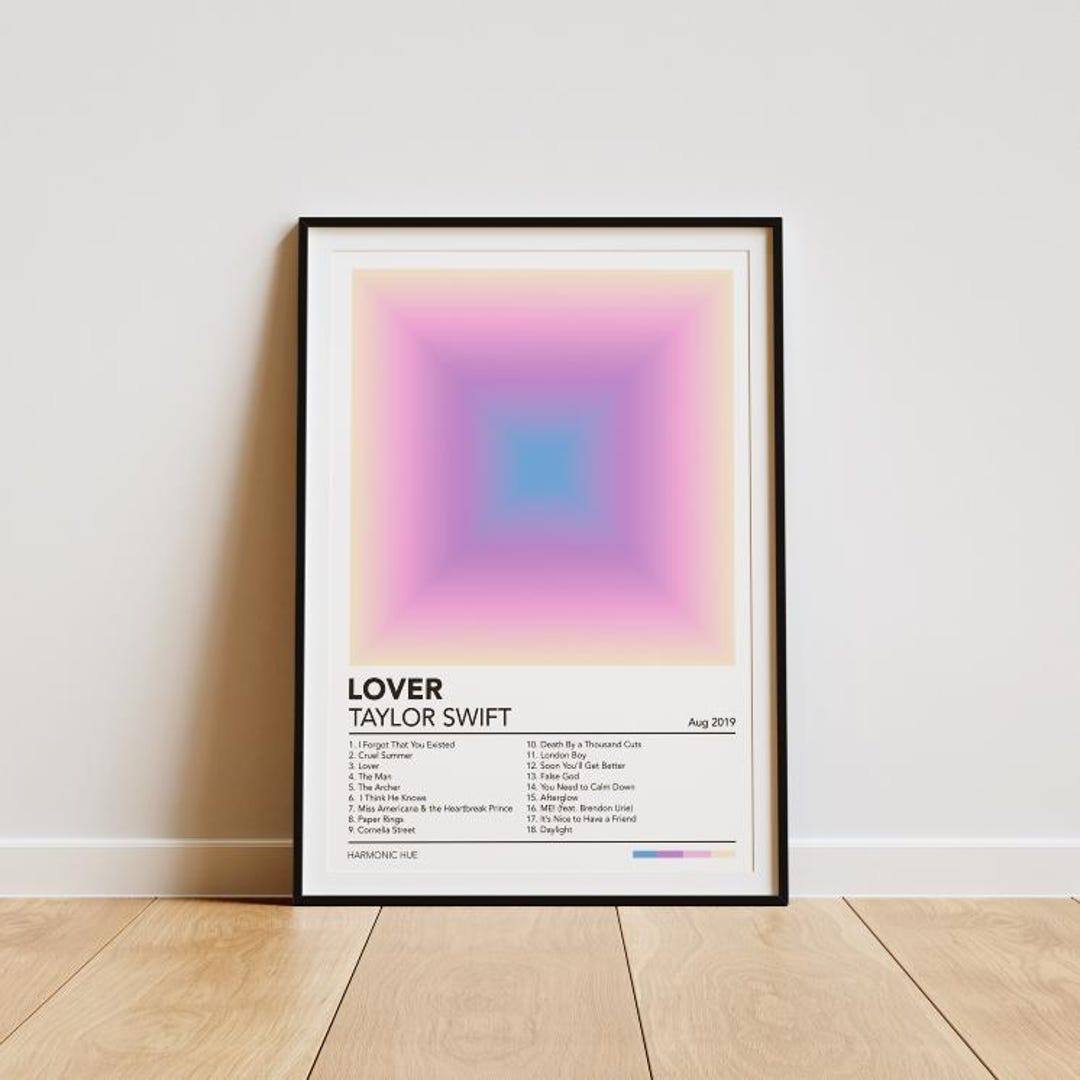Lover Taylor Swift Album Poster Gradient Wall Art Music Tracklist Print ...
