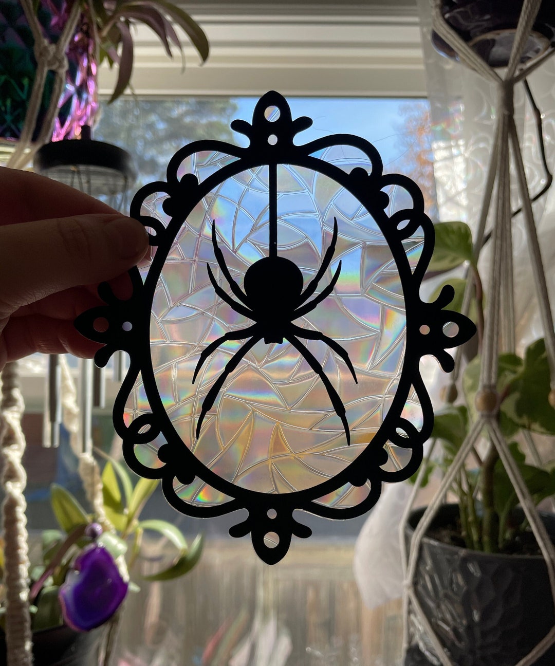 Black Widow Suncatcher Sticker, Spider Suncatcher, Halloween Decor ...