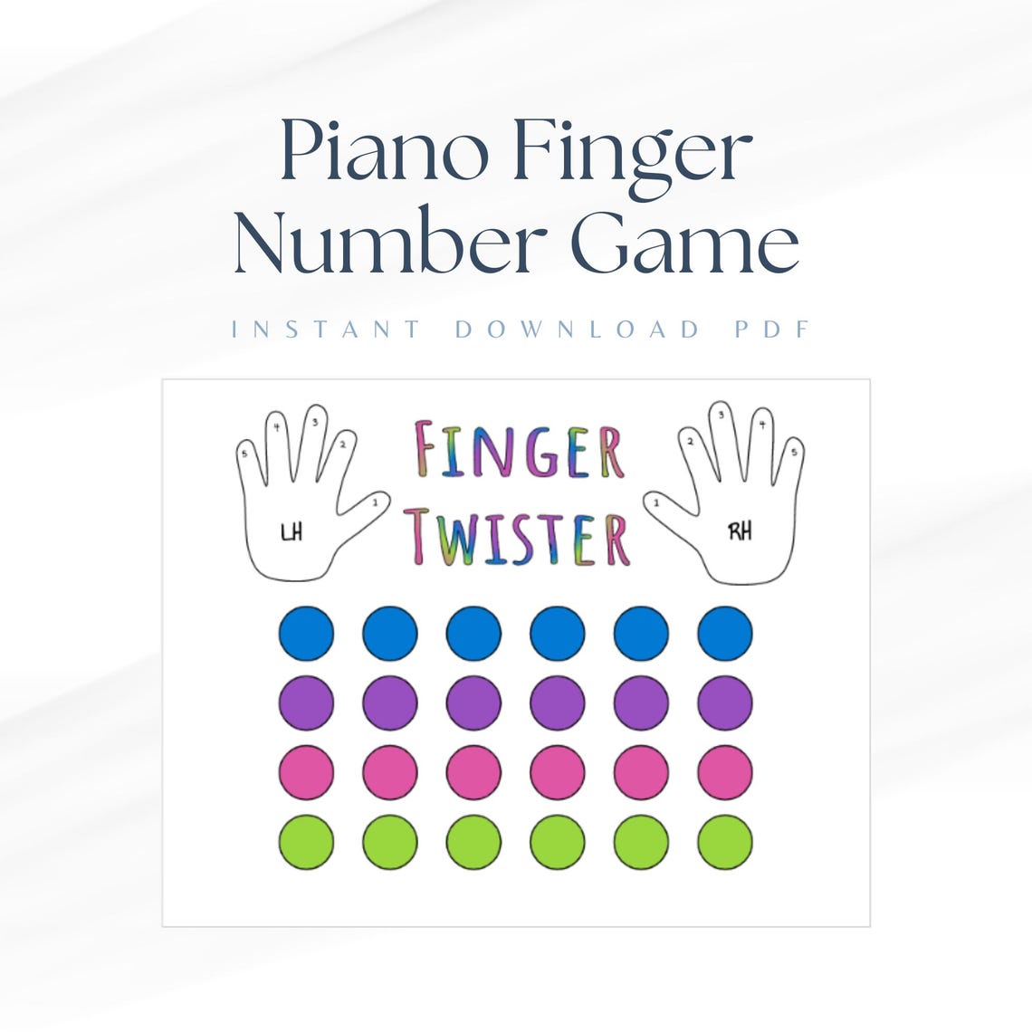 Piano Finger Number Game: Finger Twister Printable (PDF) - Etsy