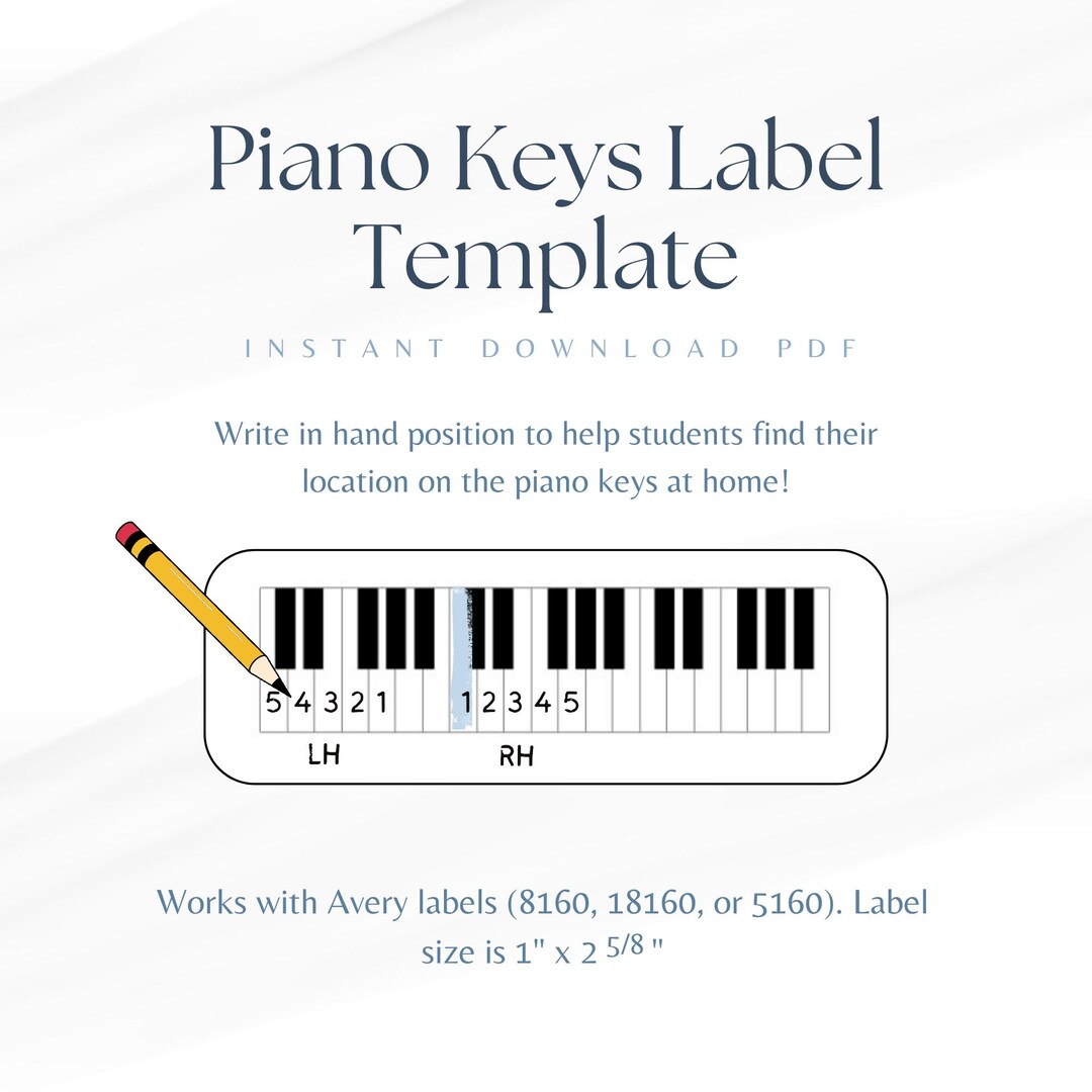 Piano Keys Label Template (printable) - Etsy