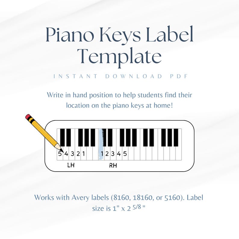 Piano Keys Label Template (printable) - Etsy