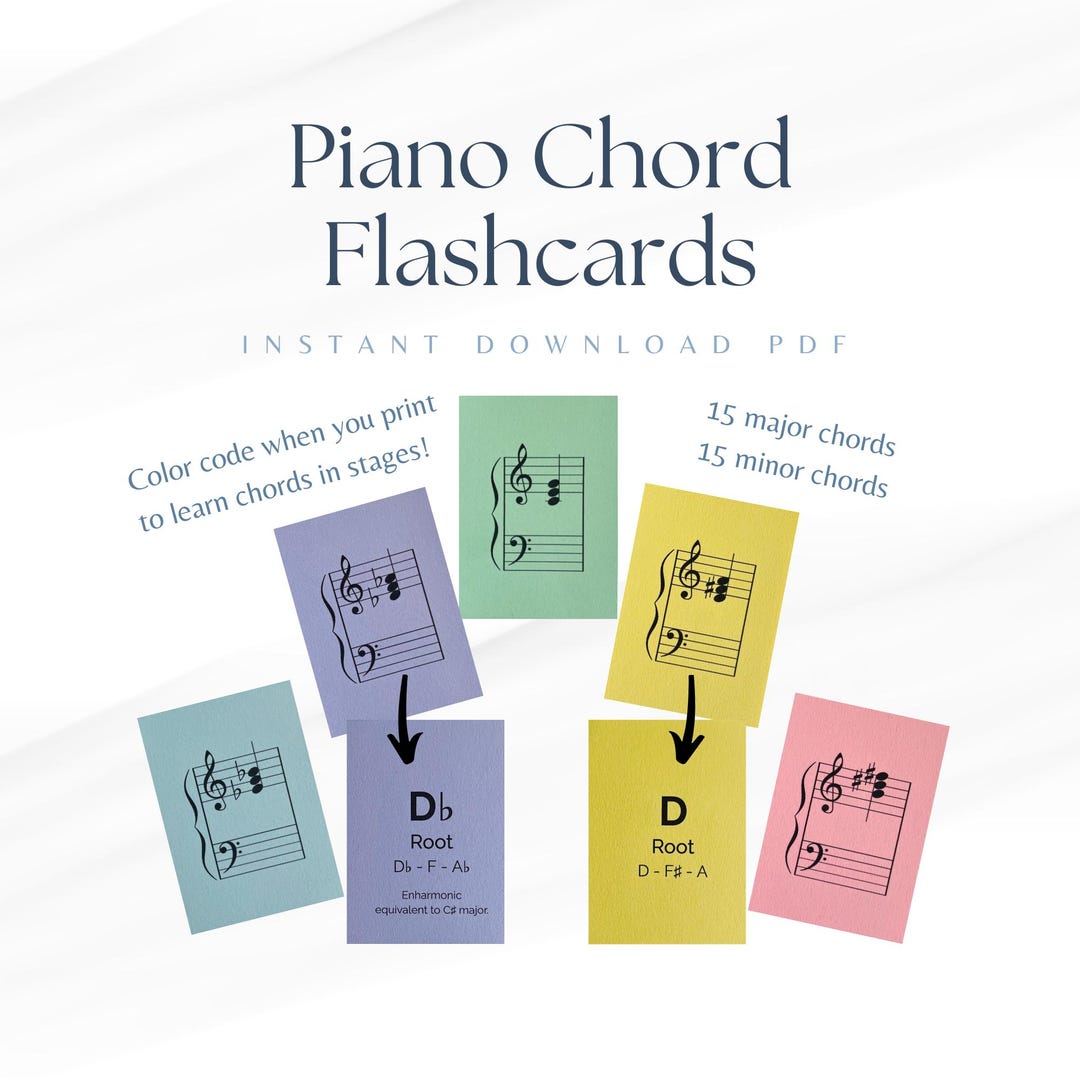 Piano Chord Flashcards (printable) - Etsy