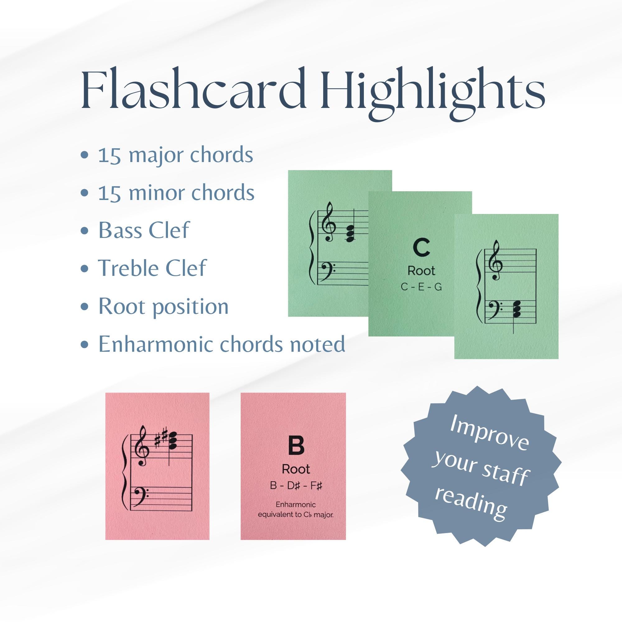 Piano Chord Flashcards (printable) - Etsy