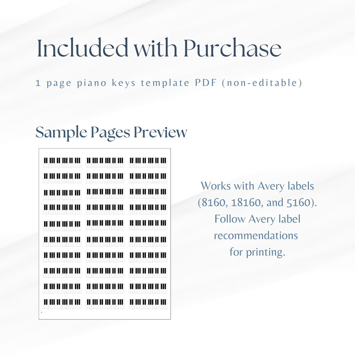 Piano Keys Label Template (printable) - Etsy