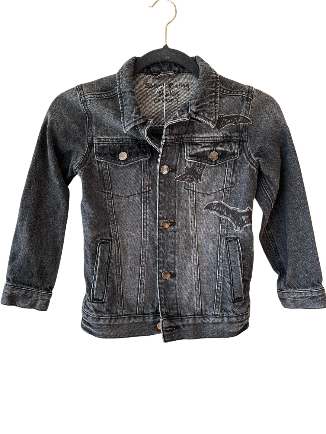 Kids Upcycled Bat Denim Jacket First Halloween Gift Gothmas - Etsy