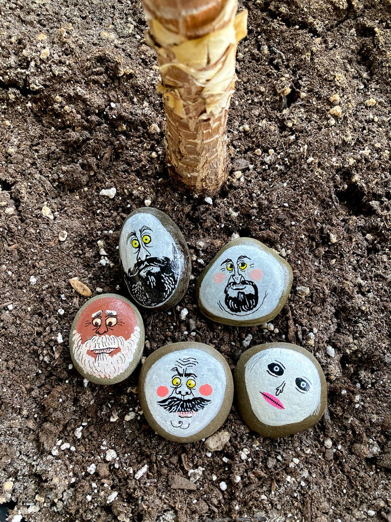 Set of Painted Rocks With Funny Faces | Silly Characters Hand-painted ...