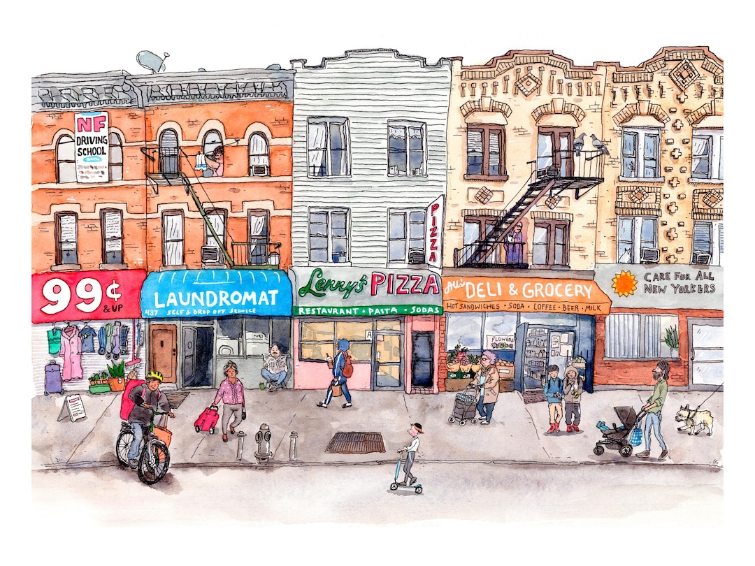 Brooklyn Art Print | Watercolor Illustration of NYC Street ...