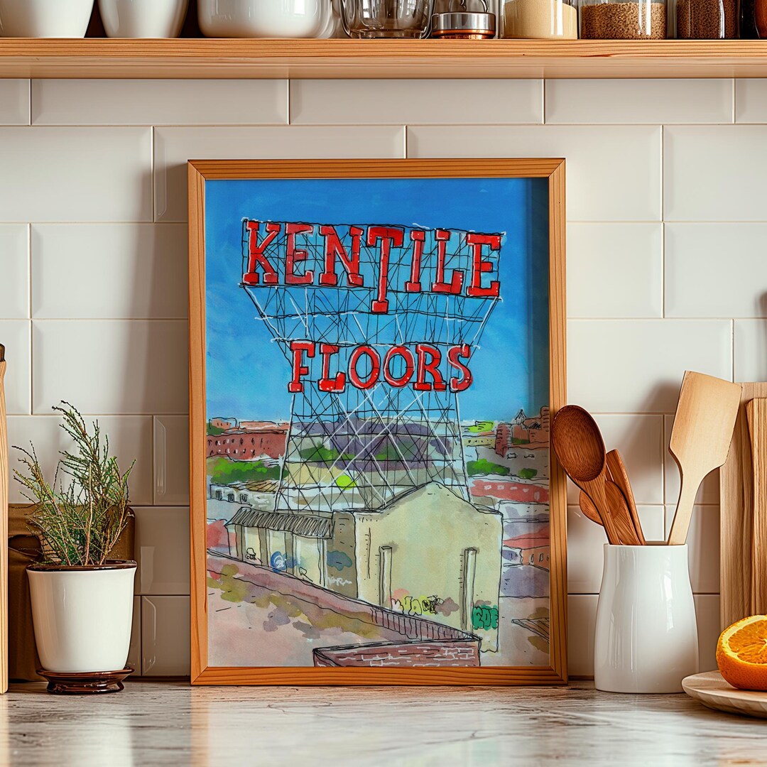 Art Print of Kentile Floors Sign in Brooklyn, Illustration of Gowanus ...