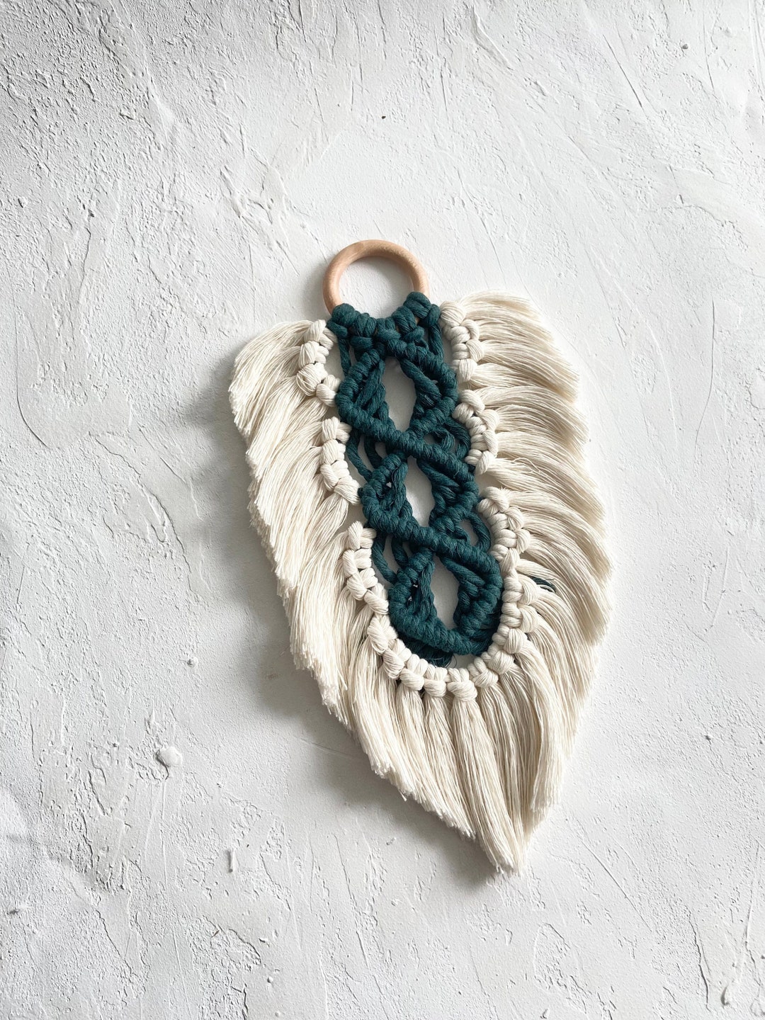 Macrame Feather on the Ring PDF Pattern, DIY Macrame Leaf, PDF Tutorial for Beginners, Macrame ...