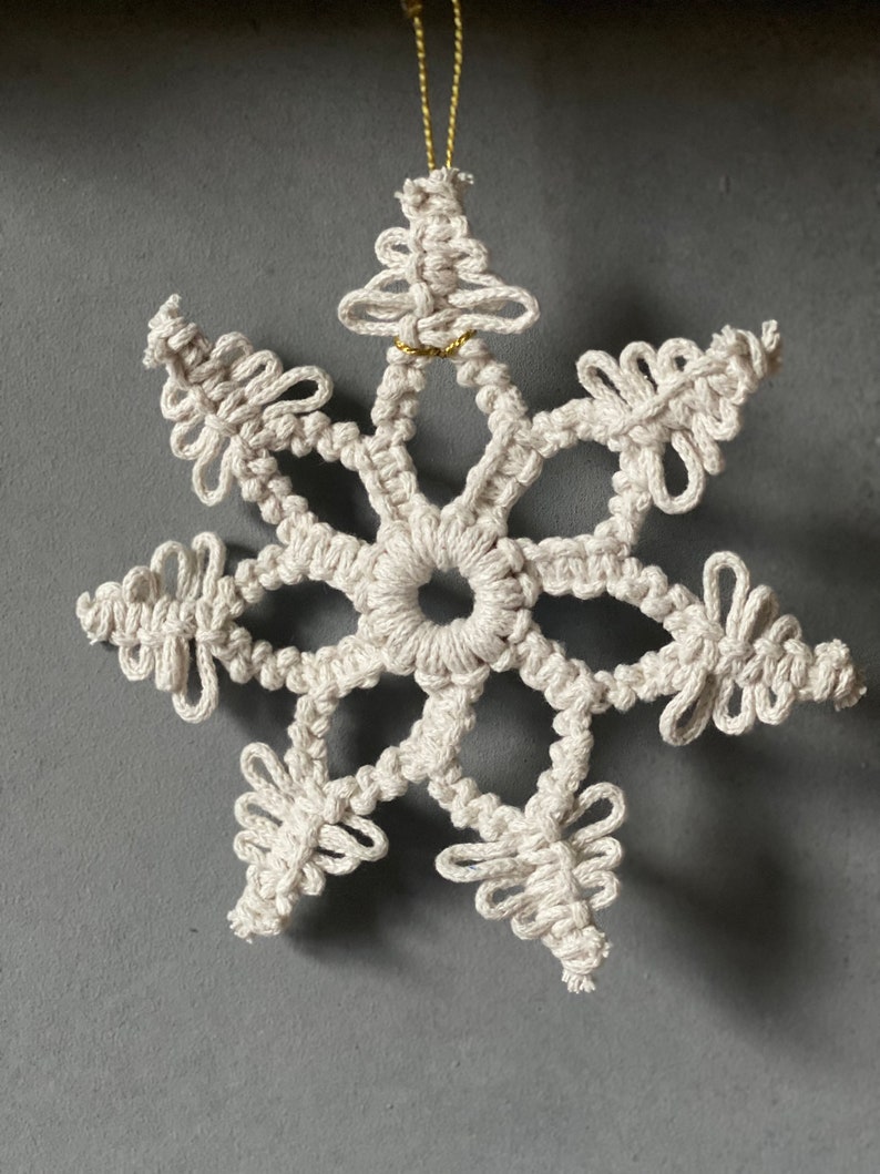Macrame Snowflake Pattern, Christmas Ornament PDF Tutorial, Macrame Christmas Tree Driftwood ...