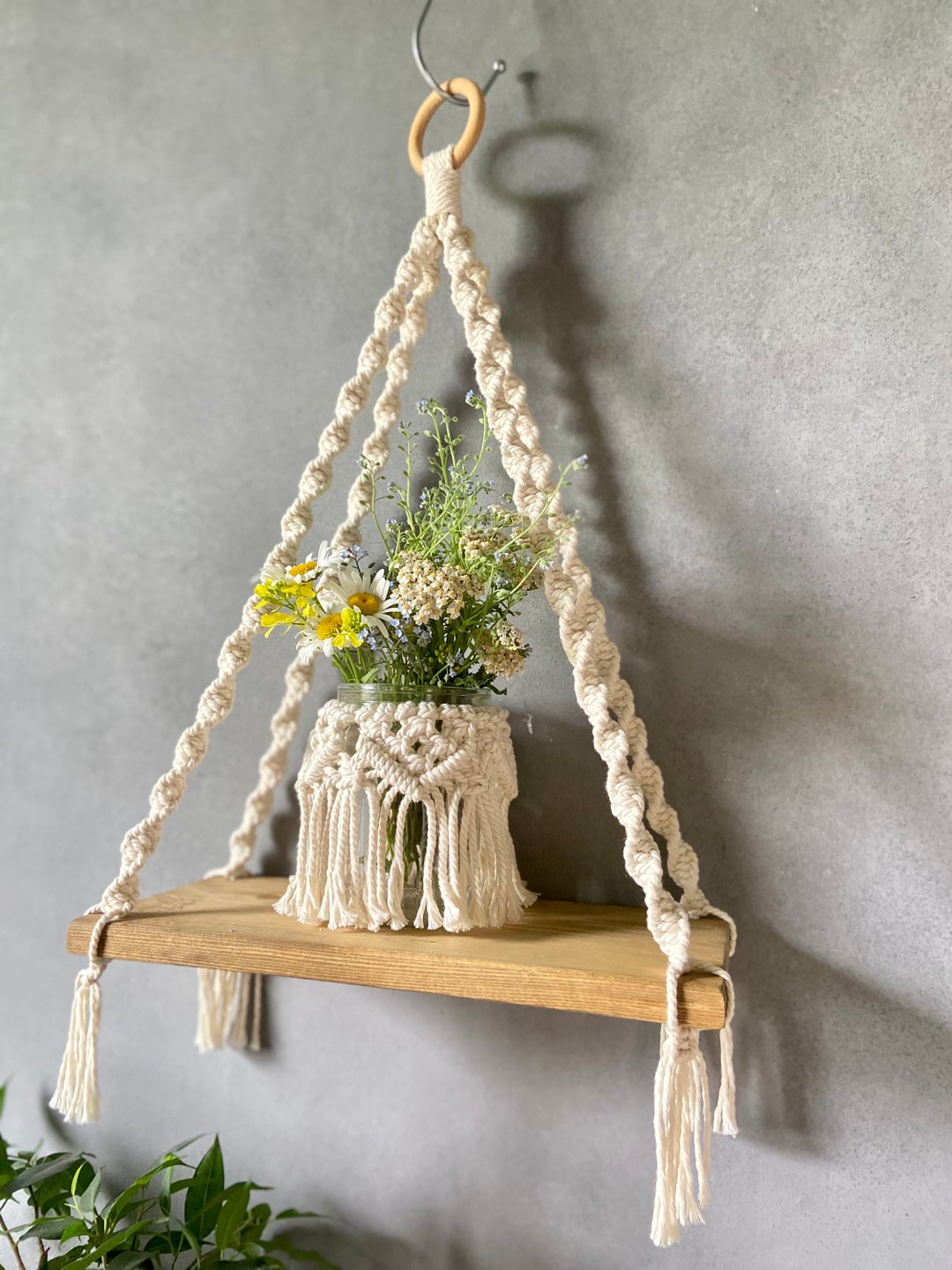 Macrame Shelf + Macrame Jar PATTERN Pdf, Macrame Wall Shelf DIY ...