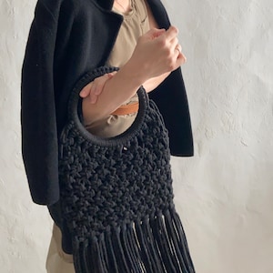 Macrame PATTERN PDF + Video Purse With Fringe , Macrame Bag DIY ...