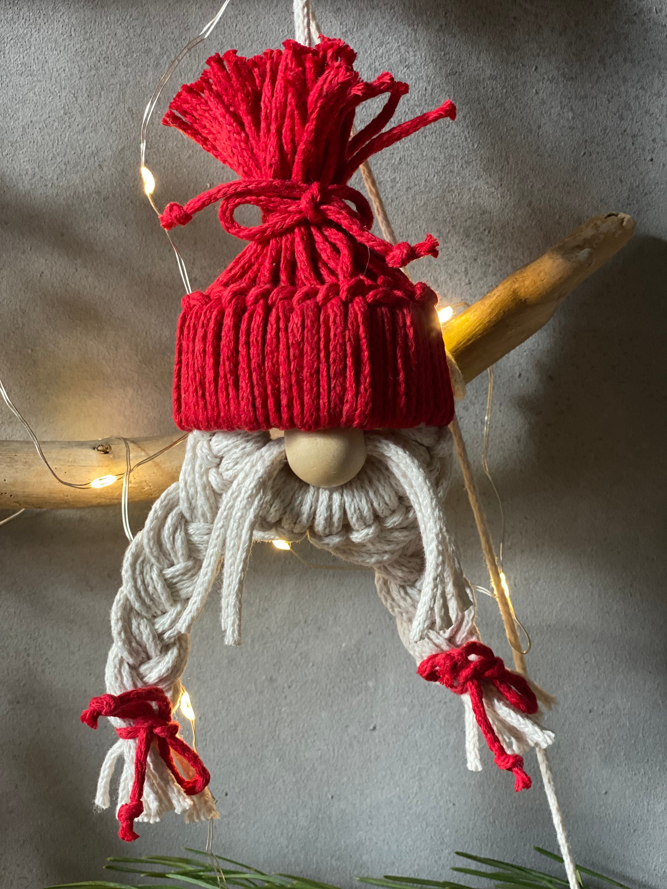 Macrame Christmas Ornament PDF Pattern, Macrame Christmas Gnome, Stocking Stuffers, Santa Gnome ...