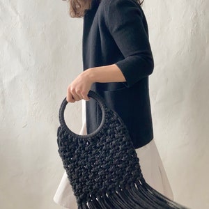 Macrame PATTERN PDF + Video Purse With Fringe , Macrame Bag DIY, Macrame Net Bag, Tote Bag ...