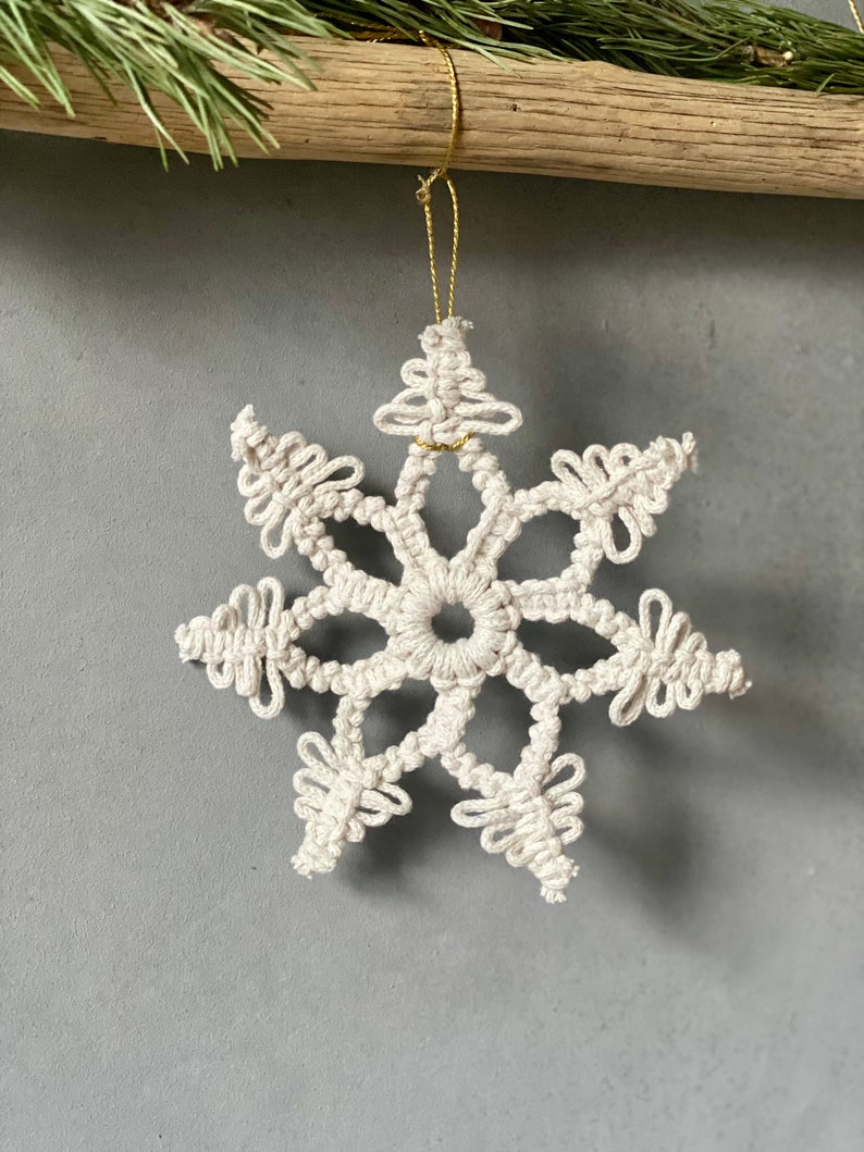 Macrame Snowflake Pattern, Christmas Ornament PDF Tutorial, Macrame Christmas Tree Driftwood ...