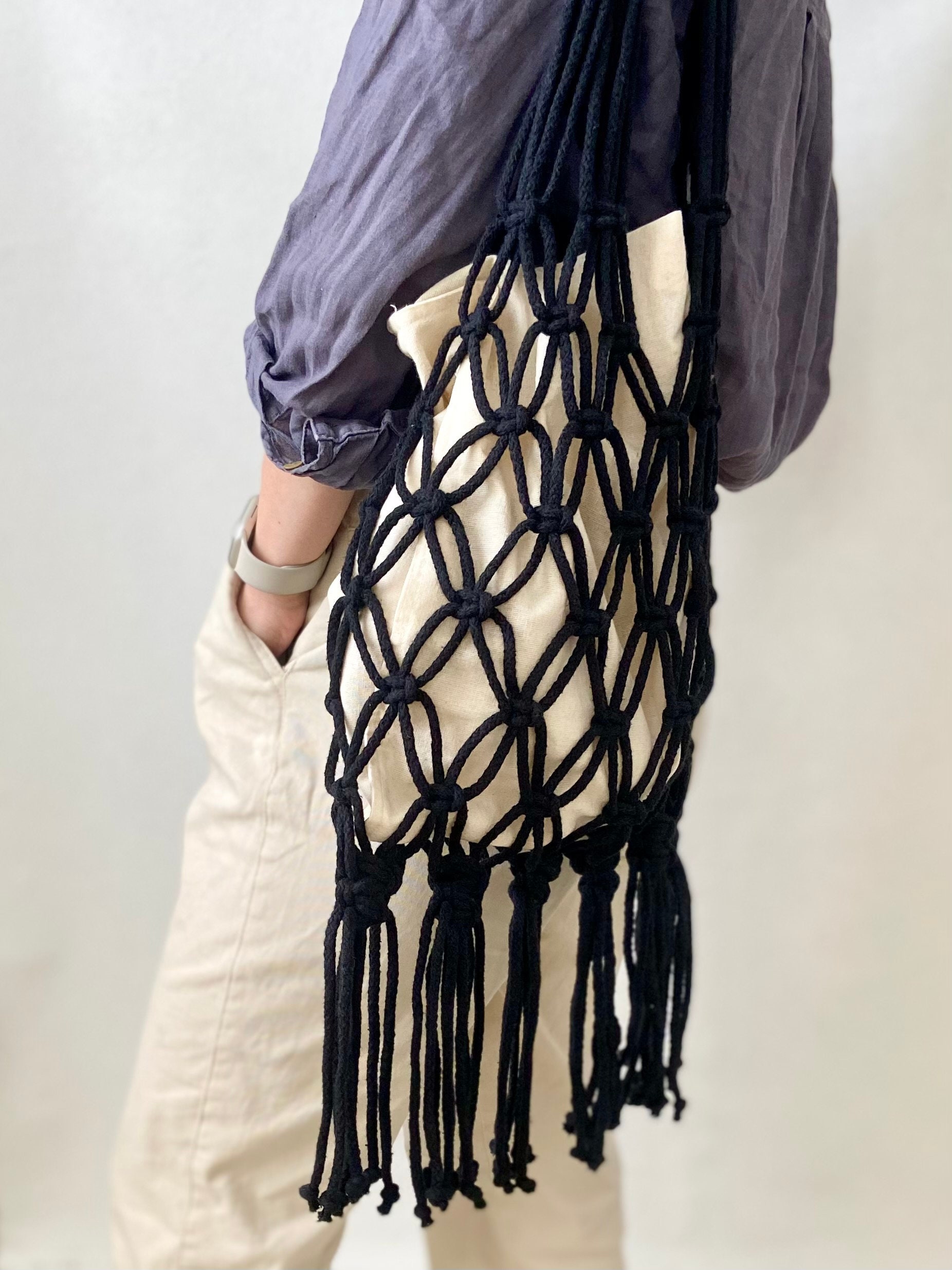 Macrame PATTERN Market Bag With Finge, Macrame Shopping Bag DIY ...