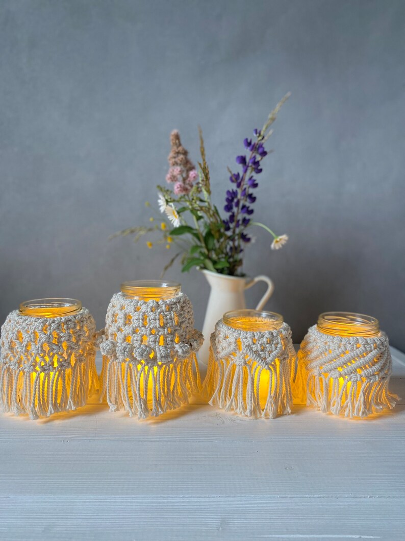 SET of 4 Macrame Jar Cover Patterns, Macrame Jar PATTERN Pdf, Wedding ...