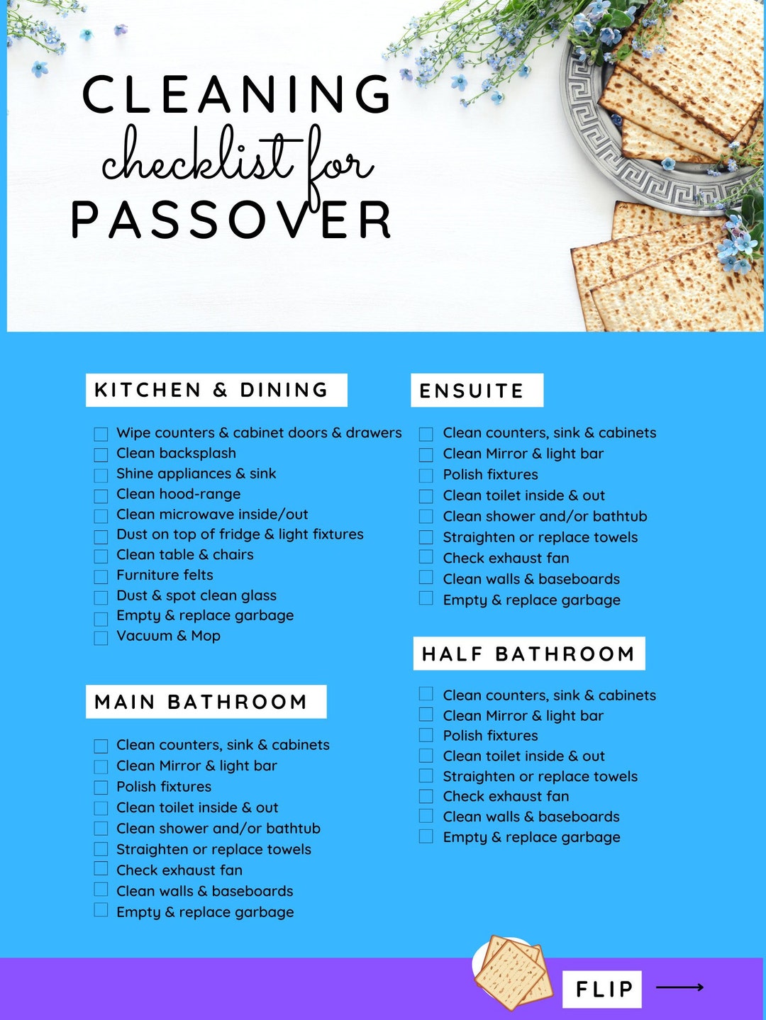 Passover Cleaning Kit + Meal Prep + Reflection Journal Printable - Etsy