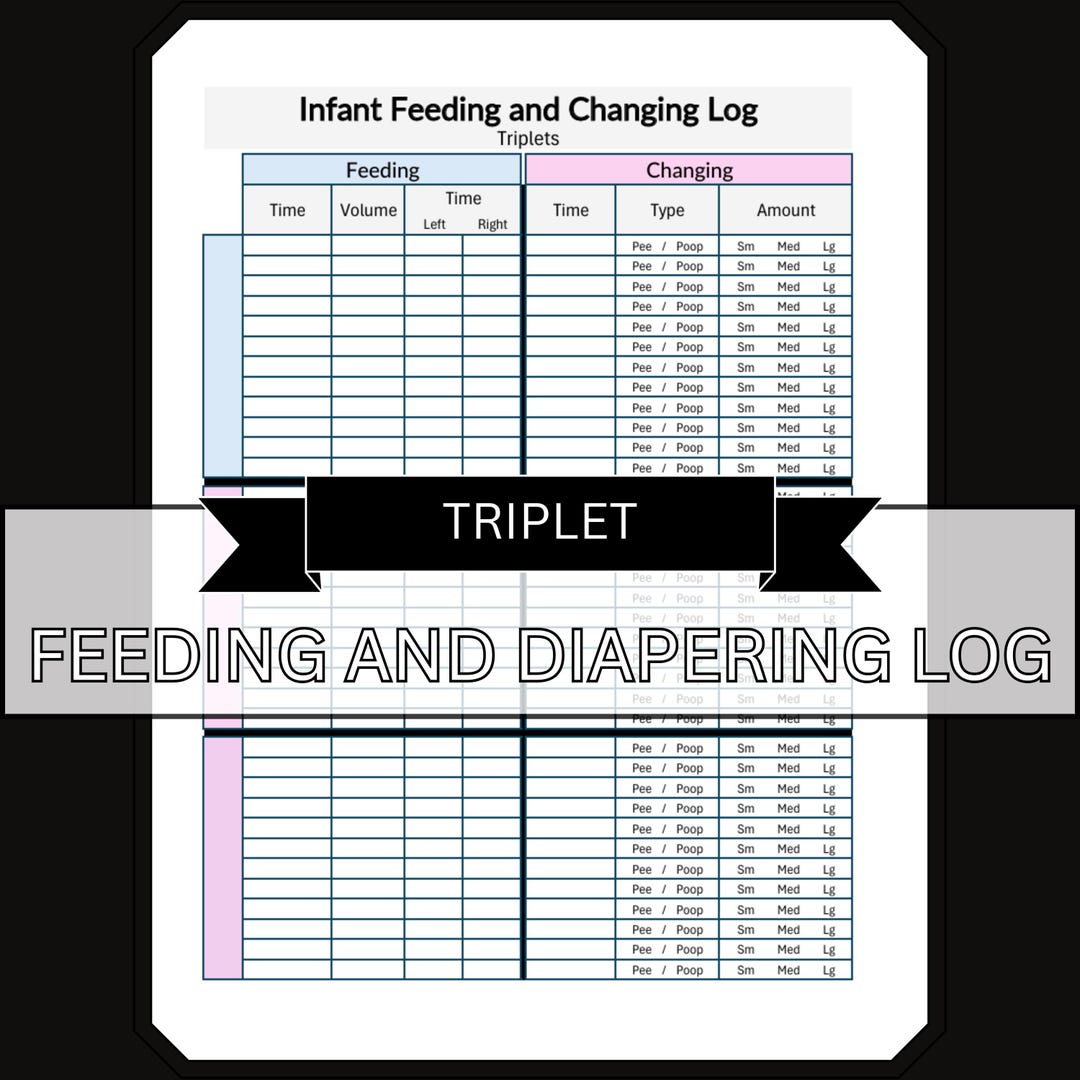 Triplet Infant Care Log Feeding and Diapering - Etsy