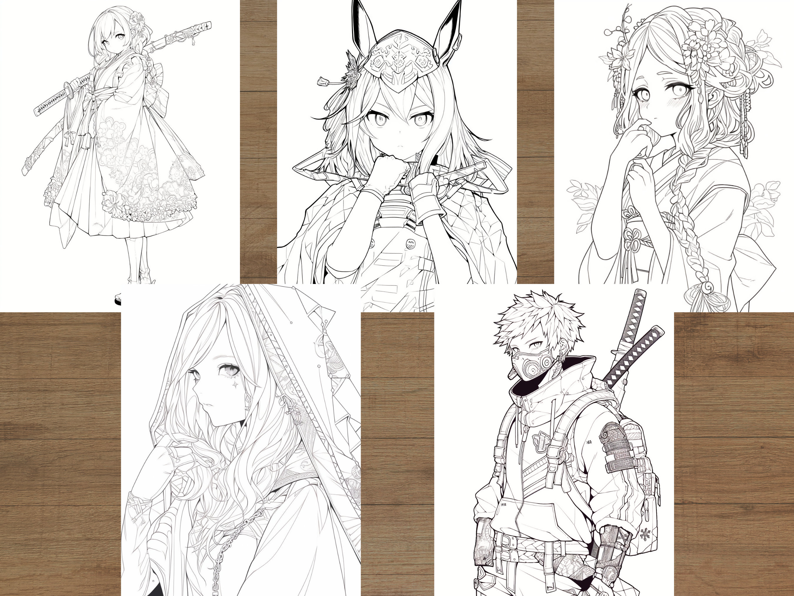 Manga Coloring Pages Collection - Etsy