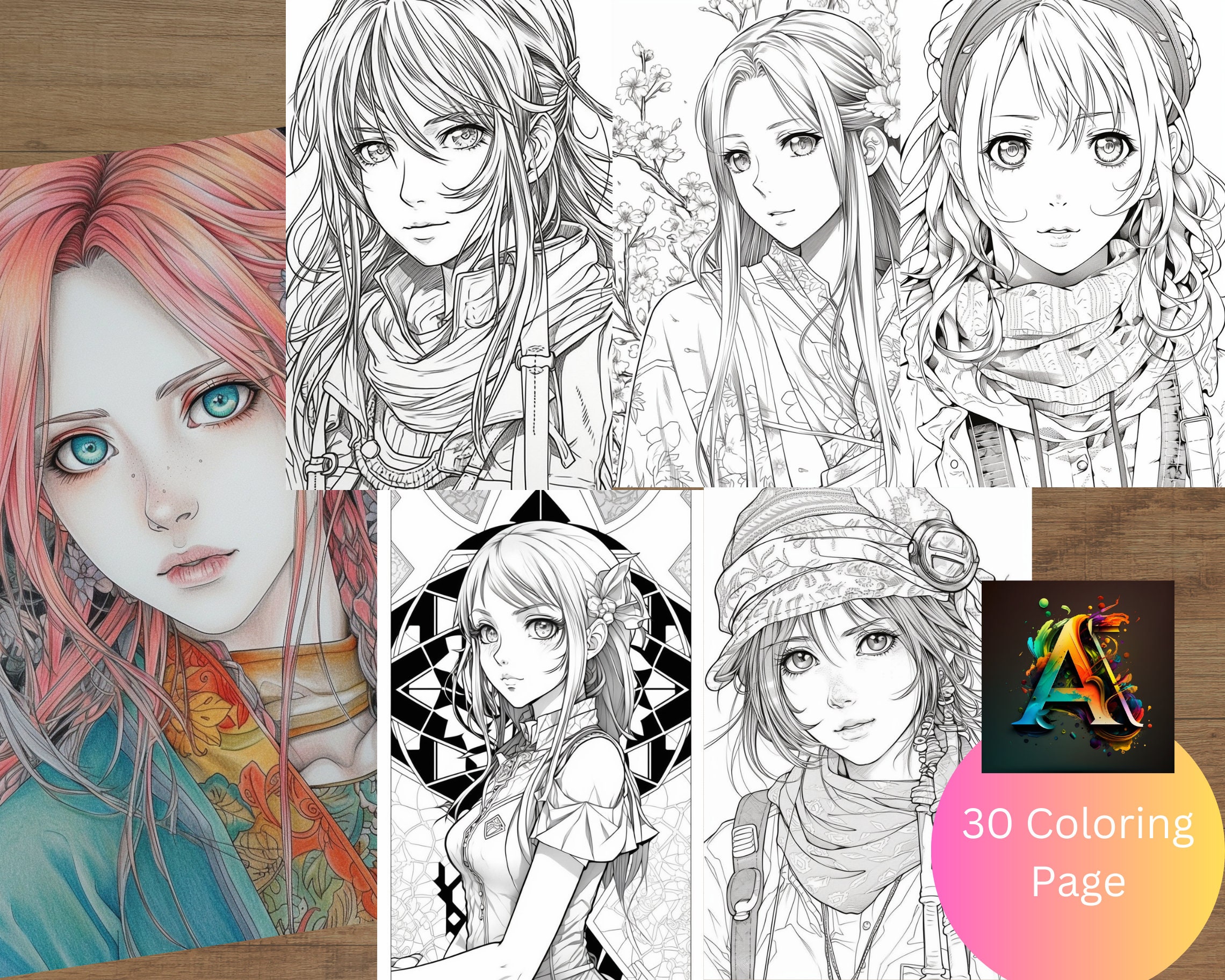 Anime Coloring Pages Collection: Cute and Detailed - Etsy