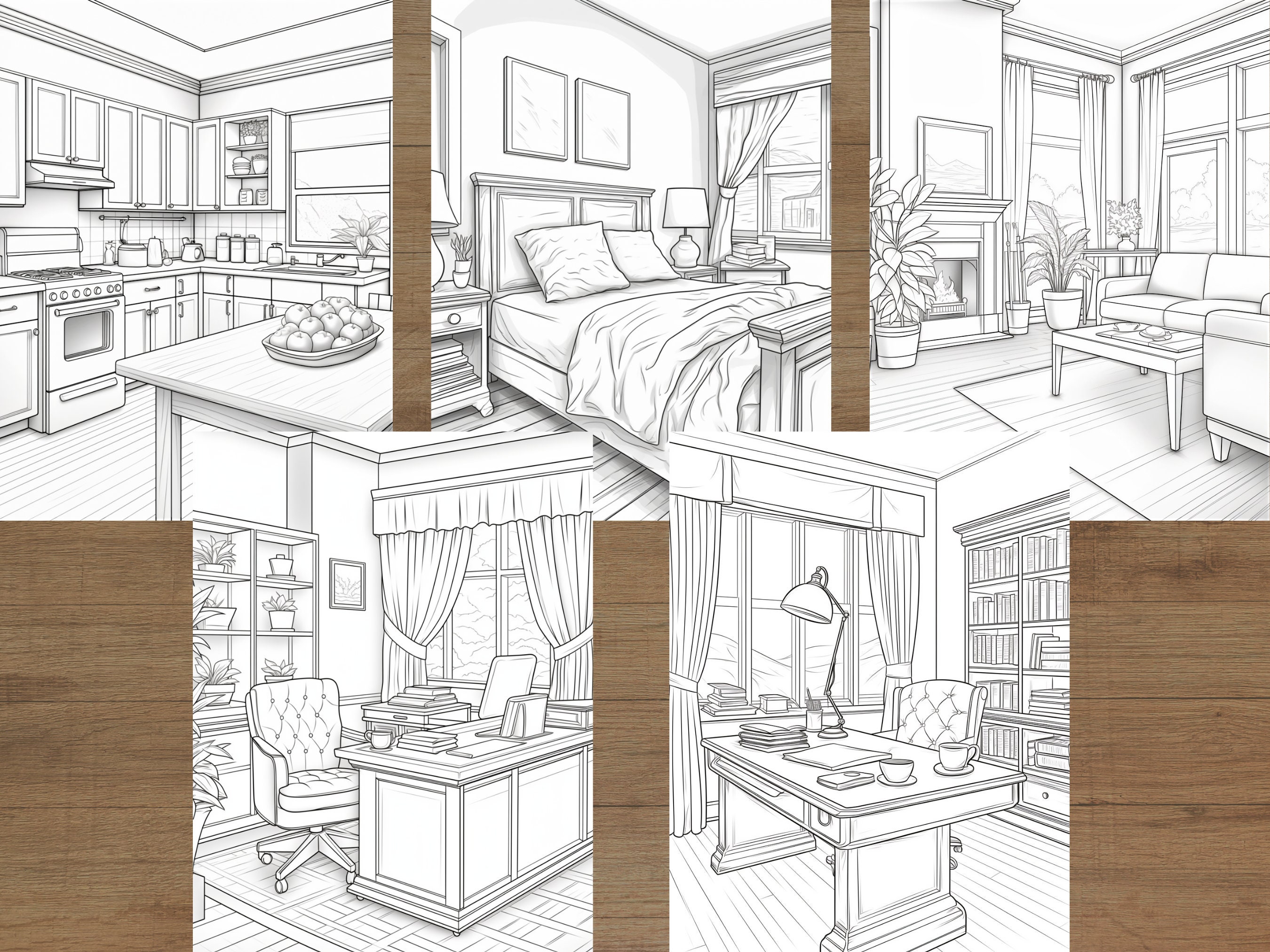 Interior Design Coloring Pages - Etsy