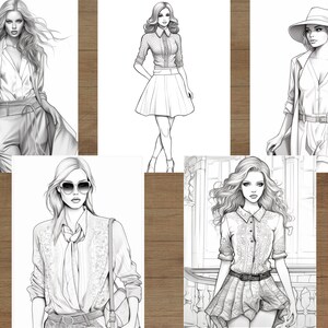 Fashion Model Coloring Pages - Etsy
