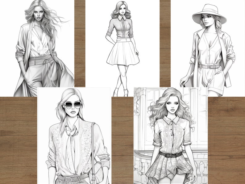 Fashion Model Coloring Pages - Etsy