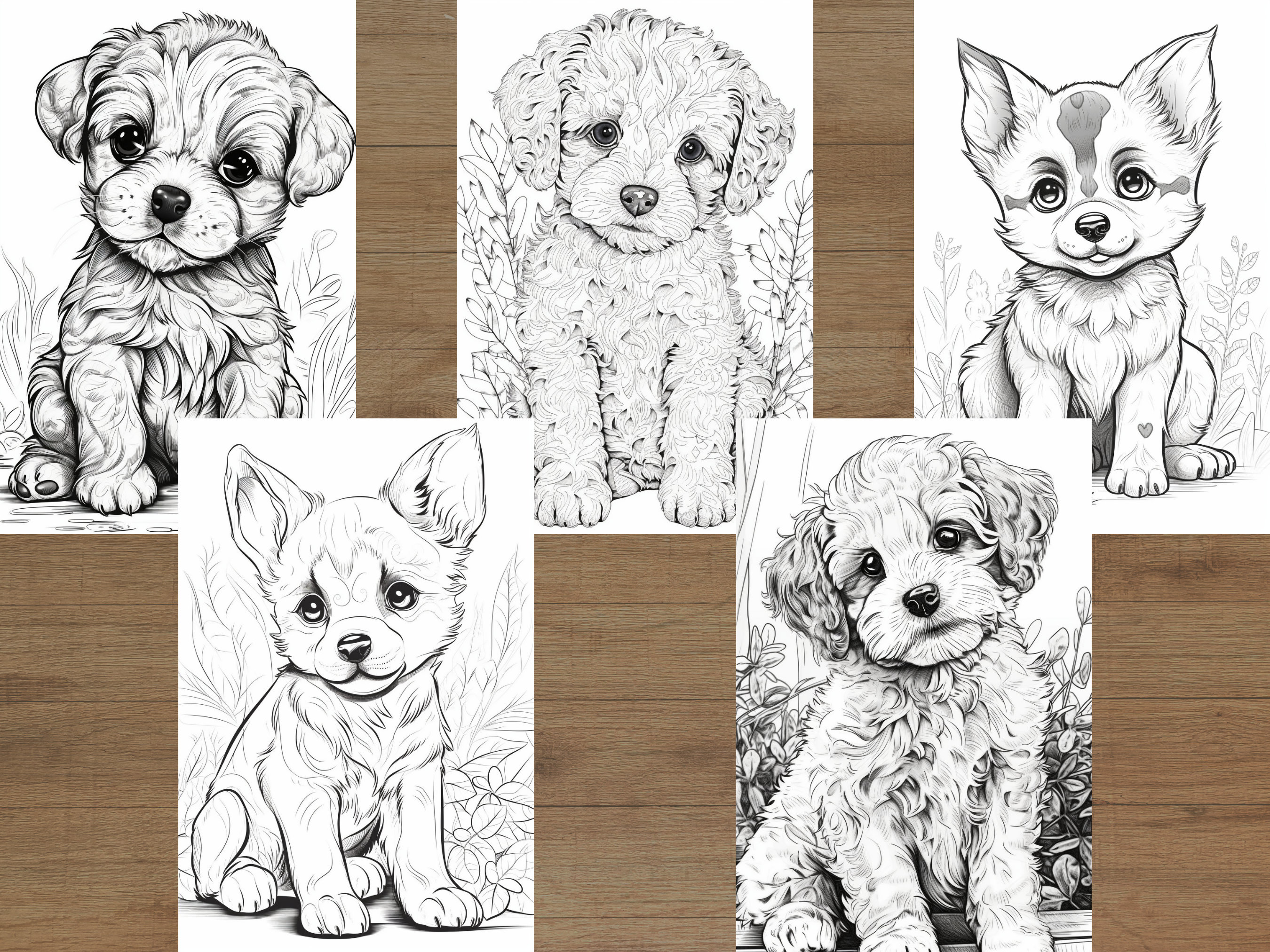 Cute Puppy Coloring Book - Enjoy Hours of Coloring Fun With Adorable ...