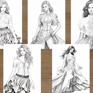 Fashion Model Coloring Pages - Etsy