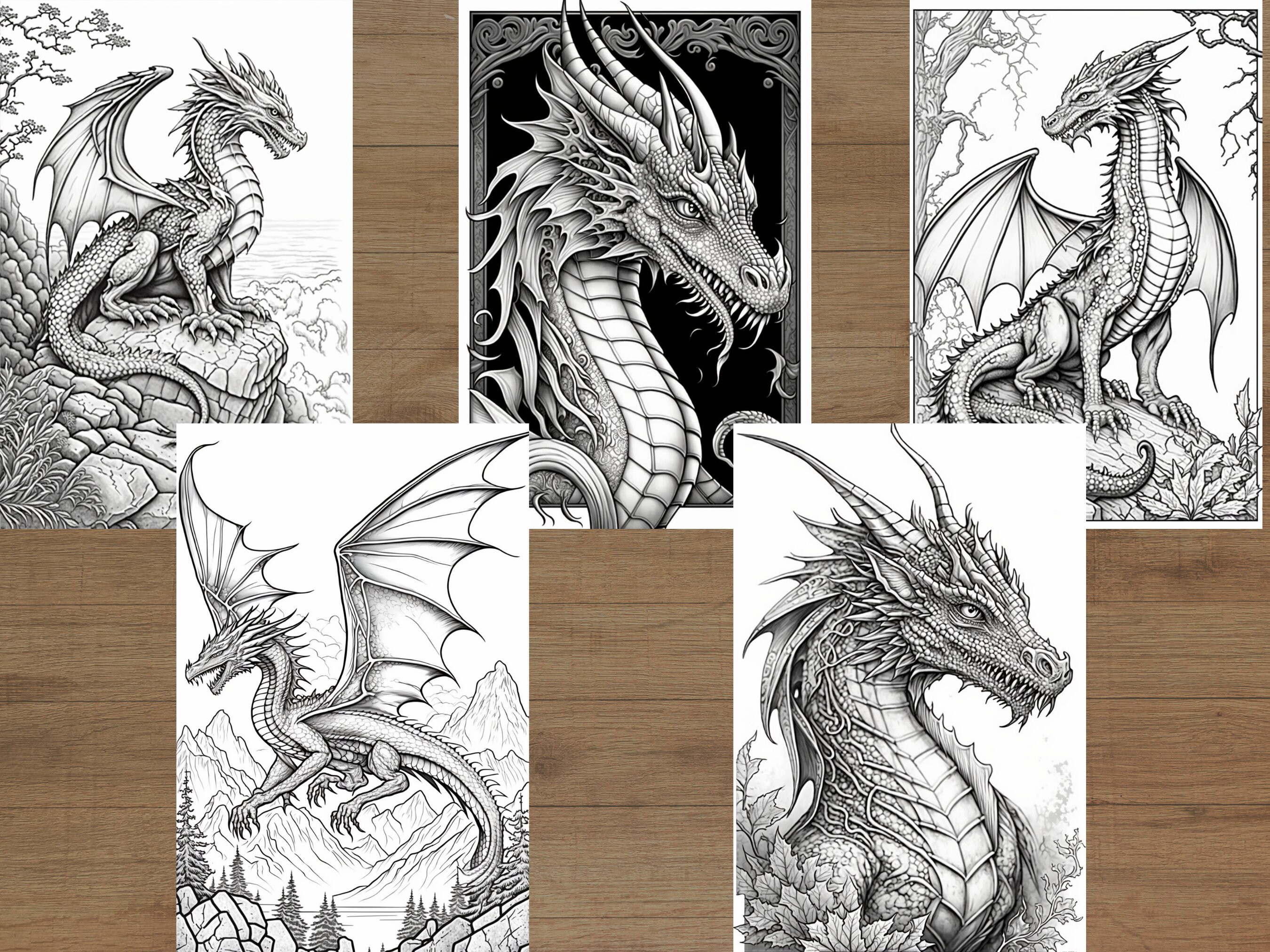 Mythical Dragons Coloring Book - Unleash Your Creativity - Etsy