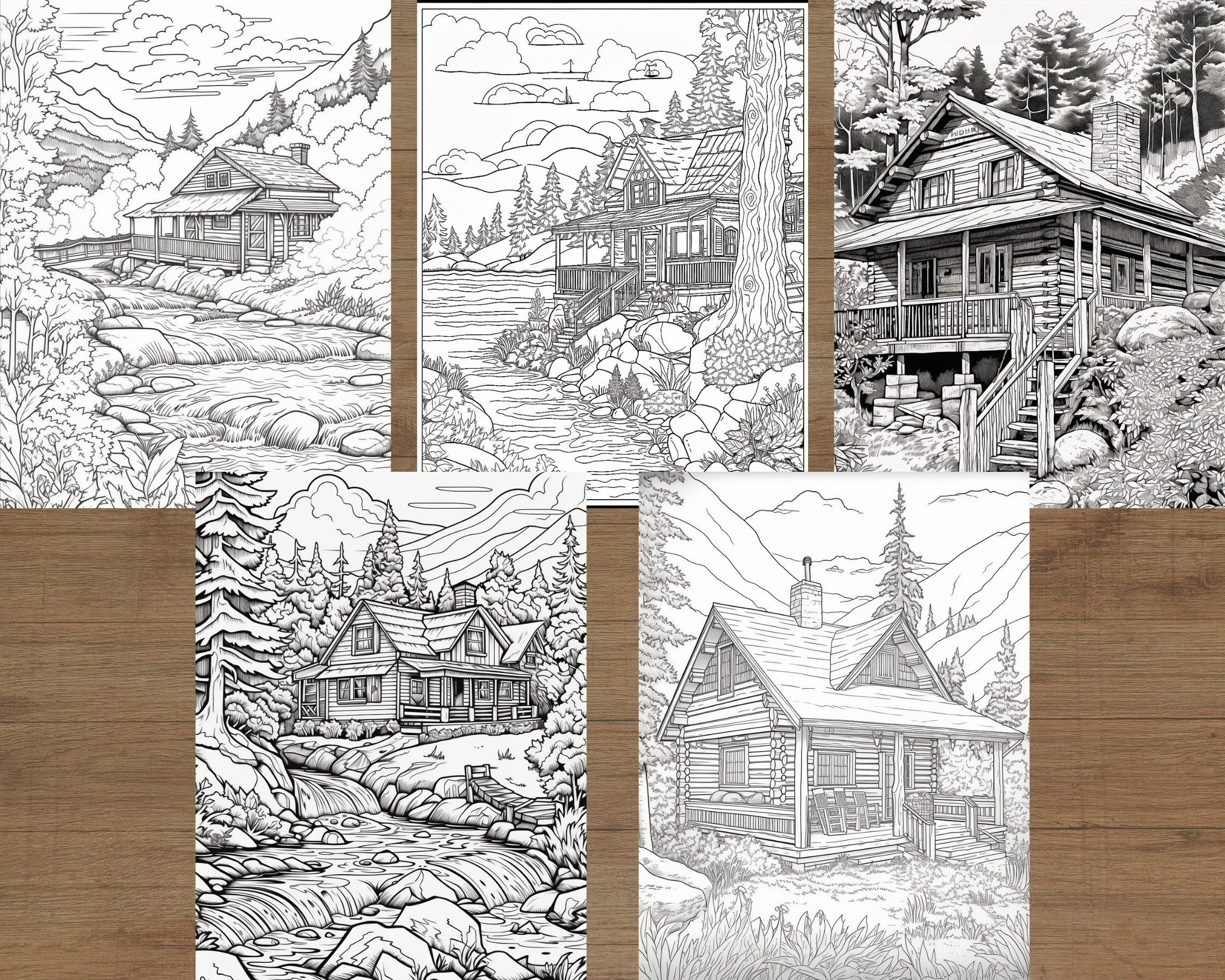 Mountain Cabin Coloring Book - Etsy