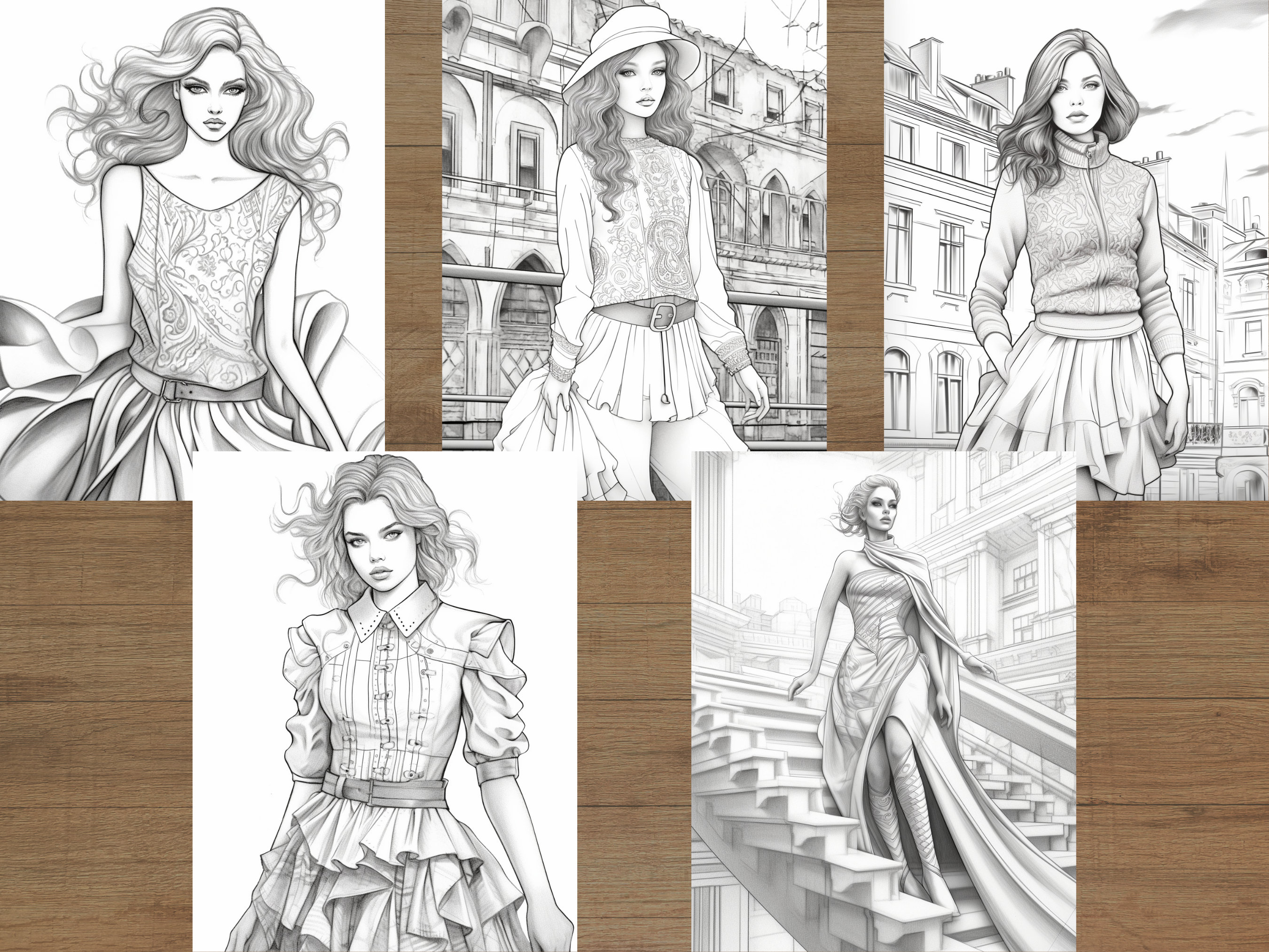 Fashion Model Coloring Pages - Etsy